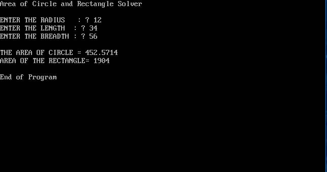 Free Programming Source Codes and Computer Programming Tutorials: Area of the Circle and ...