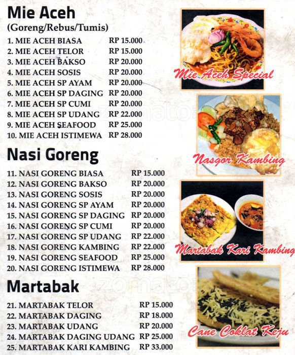 Harga Menu Mie Aceh Bang Jaly Terbaru 2017