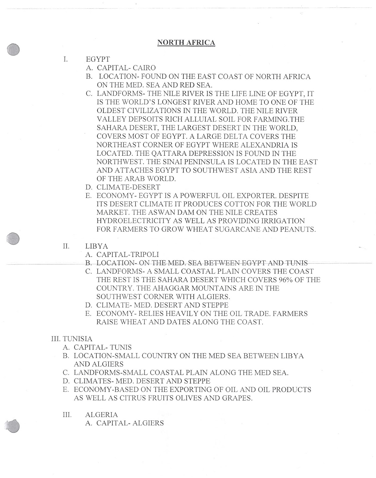 Mr. E's World Geography Page: World Geography 2019 - North Africa