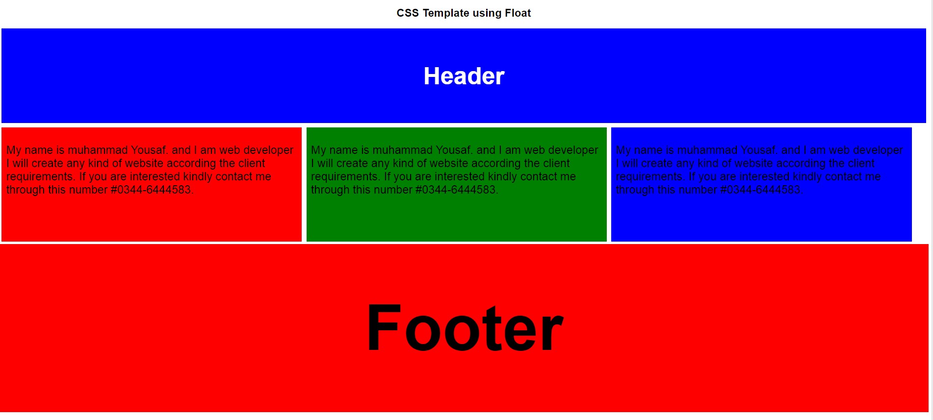 Computer Academy: How to creat a website Layout using float in css.