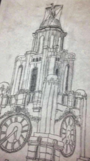 Liver Building Pencil Drawing