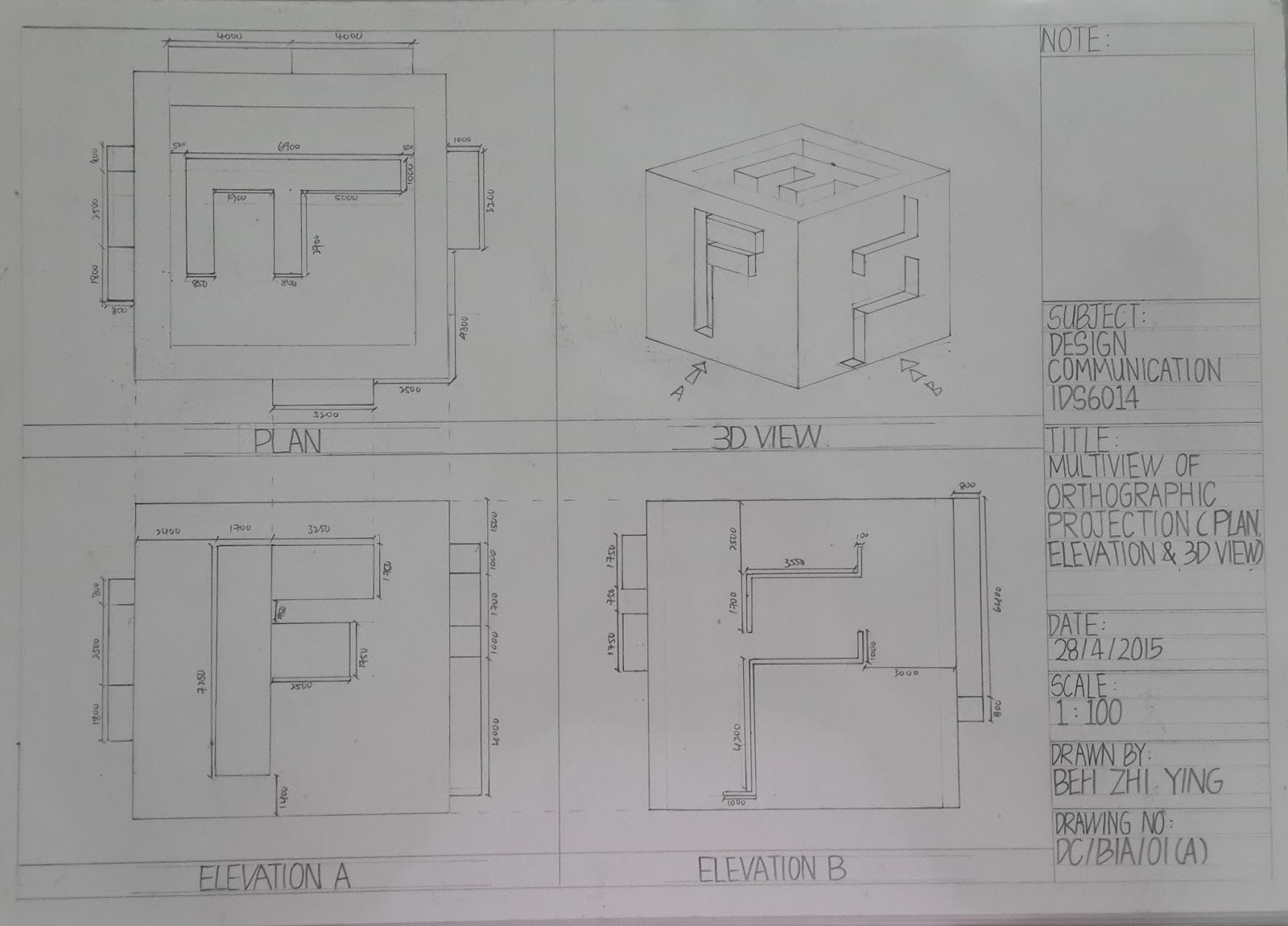 DETAILING & WORKING DRAWING: Multiview Of Orthographic Projection