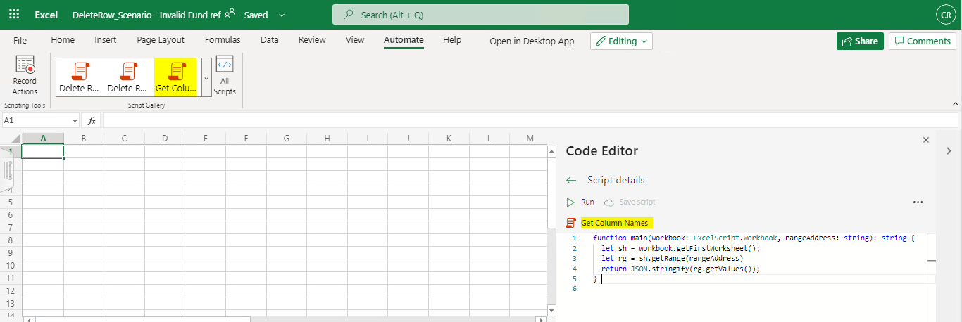 Ax Technical: How to use Excel Office Scripts in Power Automate