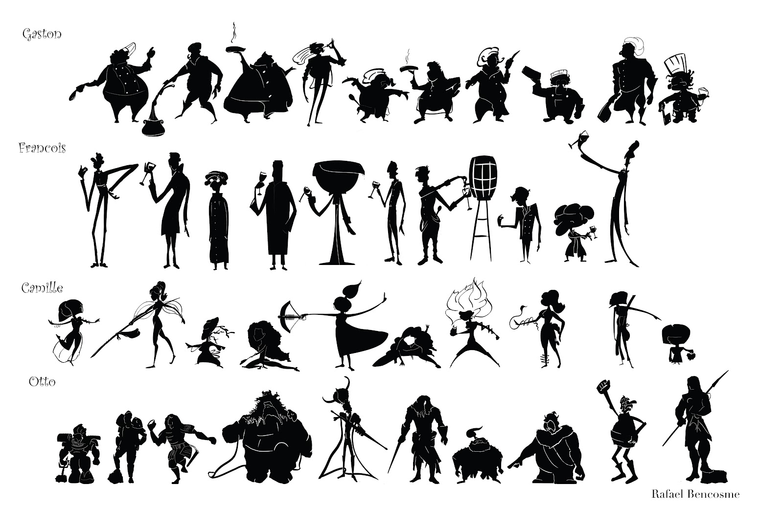 Vis Dev for Animation: silhouettes all characters