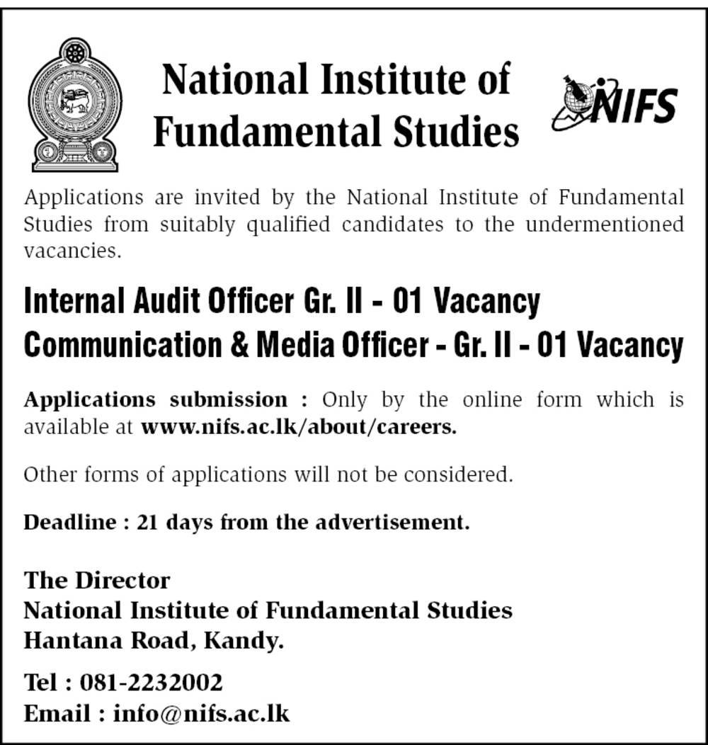 Internal Audit Officer, Communication and Media officer – National ...