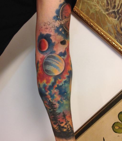 50+ Best Planet Tattoos For Men (2020) Space, Galaxy, Universe ...