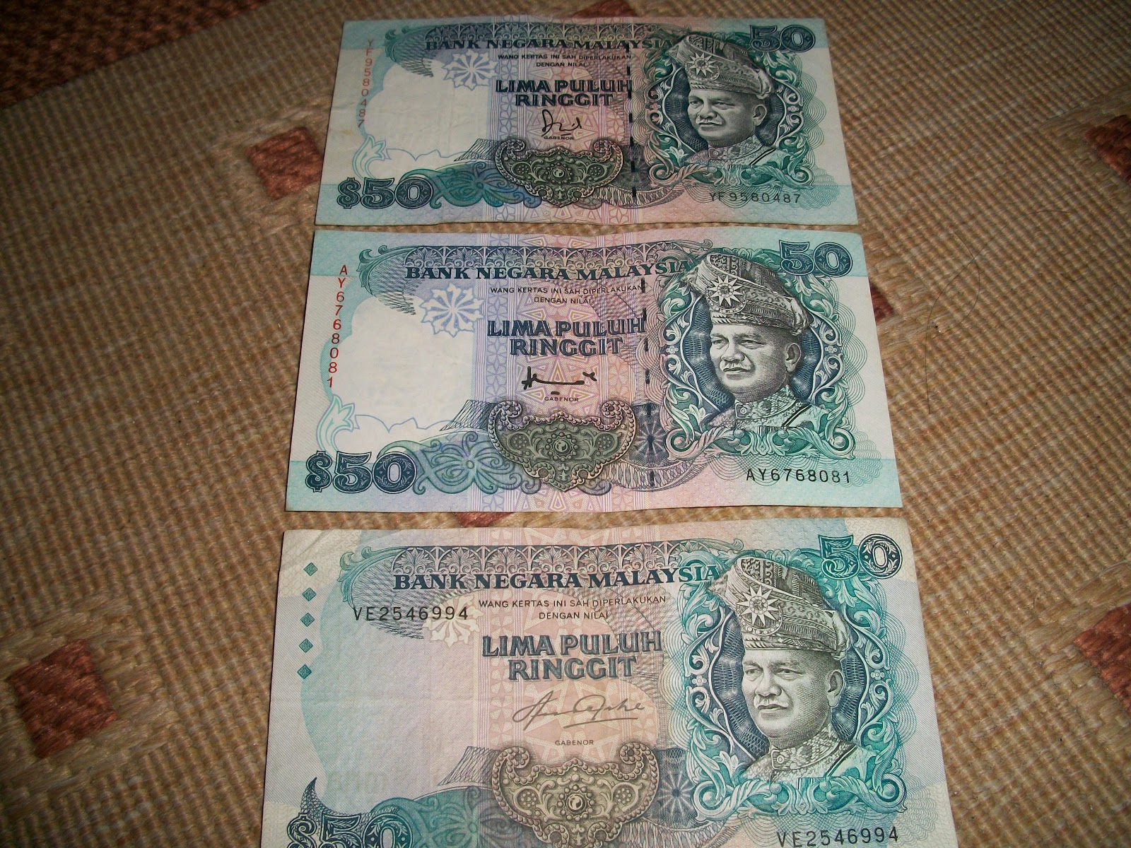collectible items: Duit Malaysia lama RM50 with 3 different gabenor ...