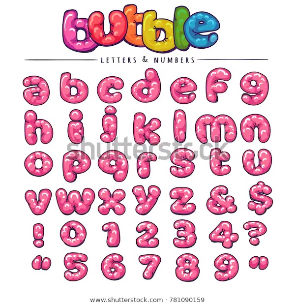 Girly Bubble Letters Alphabet - Formal Letters