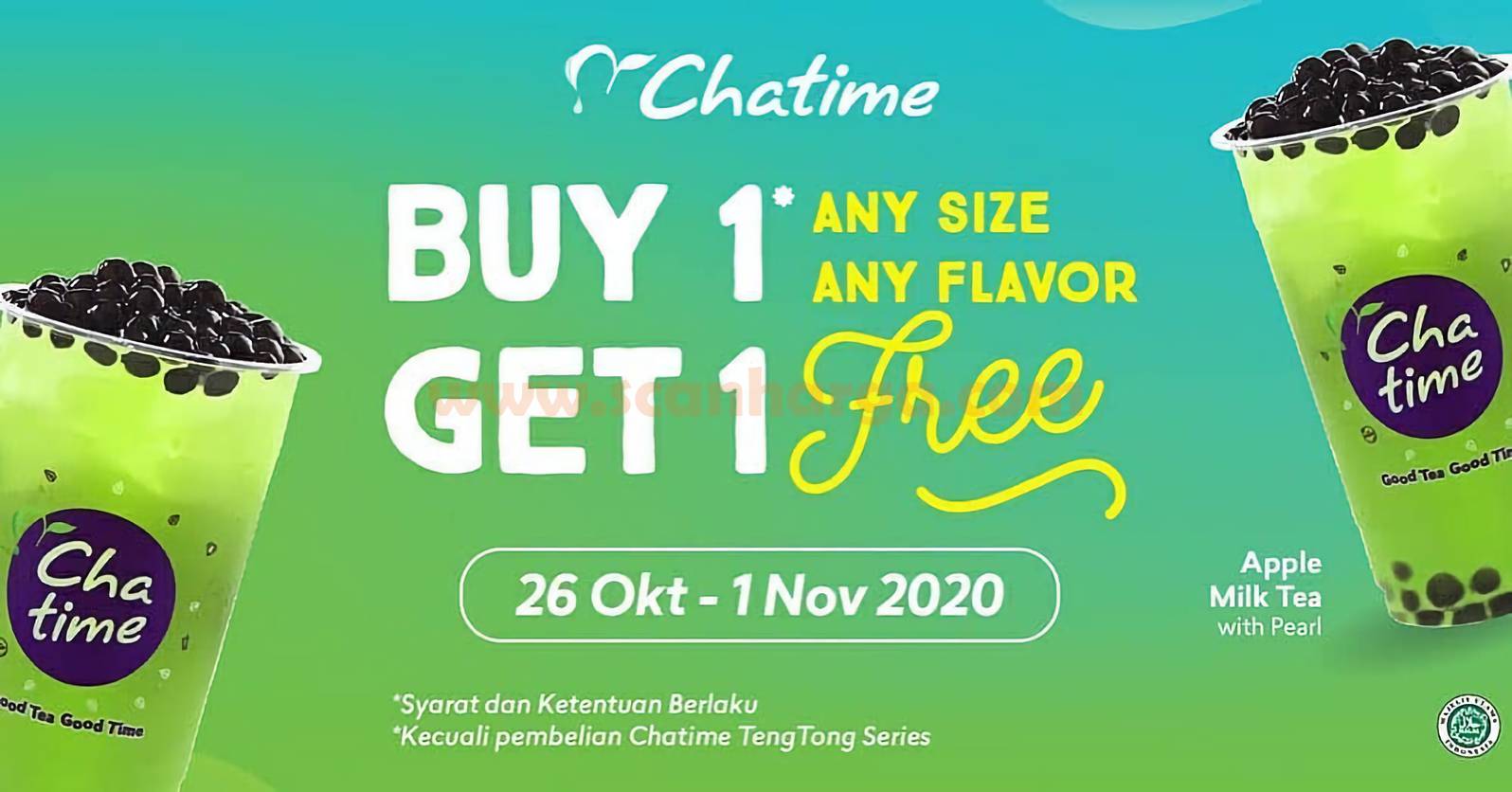 Promo Chatime Buy 1 Get 1 [GRATIS Apple Greentea]* - scanharga