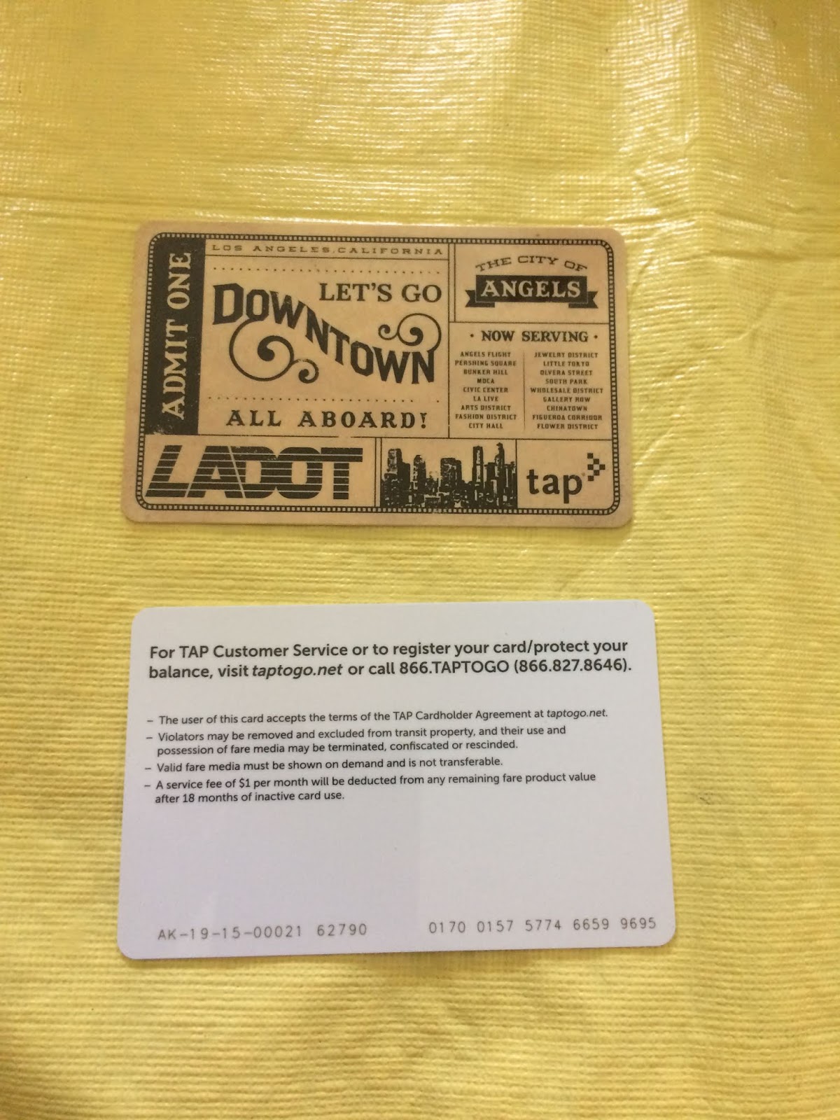 Tap Cards of Metro Los Angeles: 2019 LADOT TAP Cards Blue Grid & Golden ...