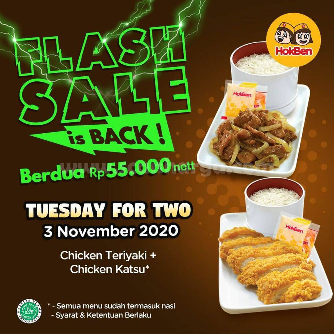 Hokben Flash Sale Tuesday - Paket Chicken Teriyaki & Chicken Katsu + nasi cuma Rp 55.000 nett ...