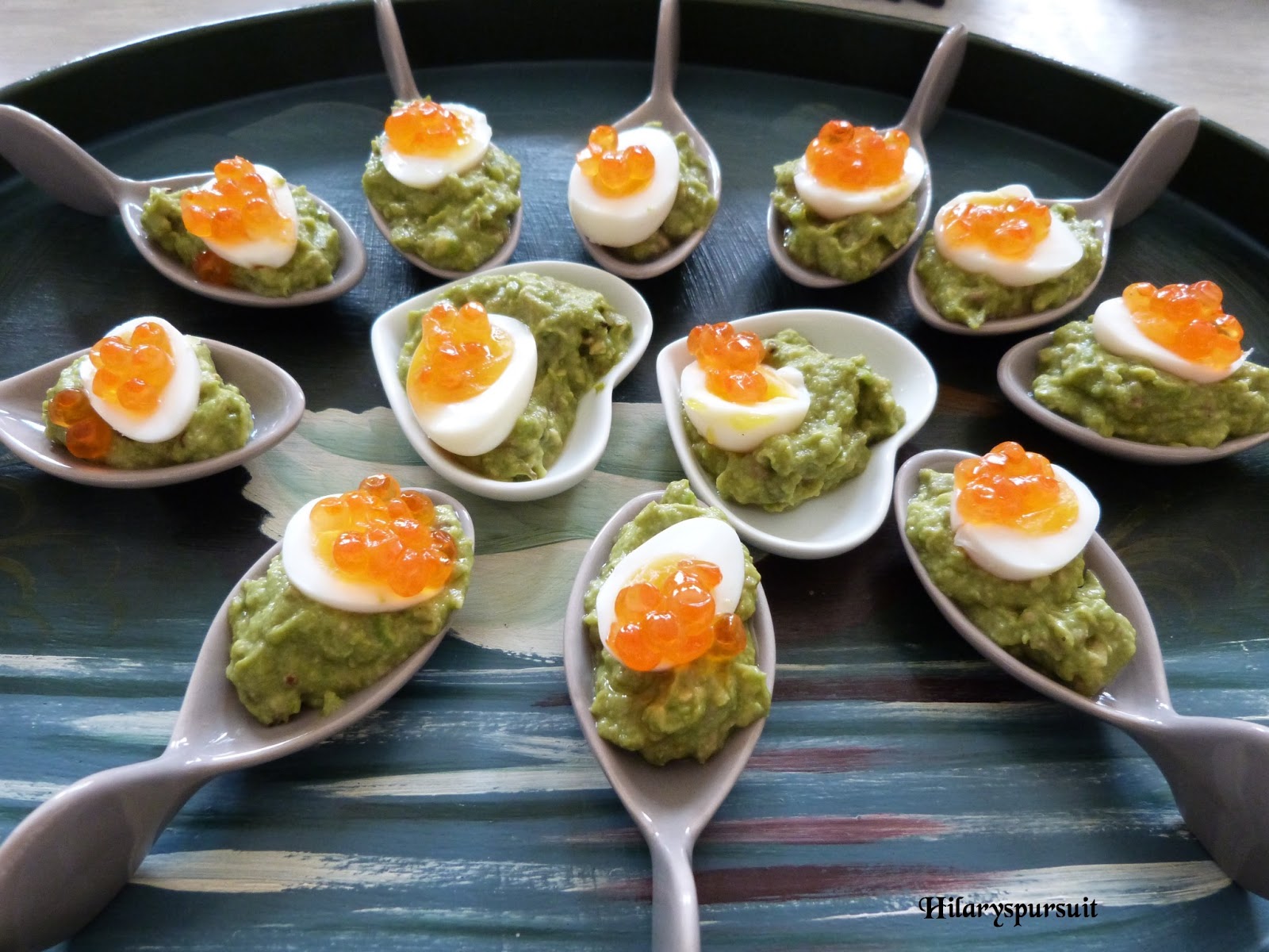 Dans la cuisine d'Hilary: Bouchées oeuf de cailles mollet au guacamole ...
