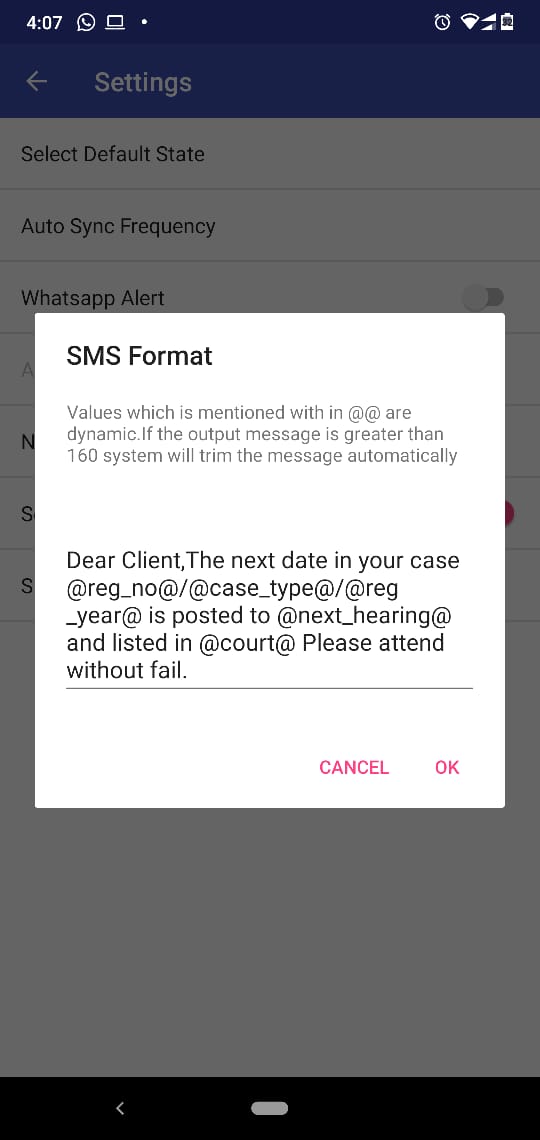 Configuring automated SMS alerts to clients