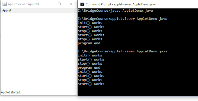 1) Program that shows running Applet methods.