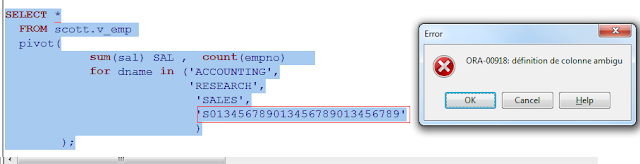 Oracle Database قاعدة بيانات Base De Données Oracle Pivot Function And Ora 00918 0347