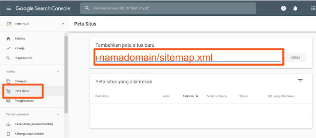 Cara Menambahkan Peta Situs Baru ( Sitemap.xml ) di Google Search Console - Bertekno