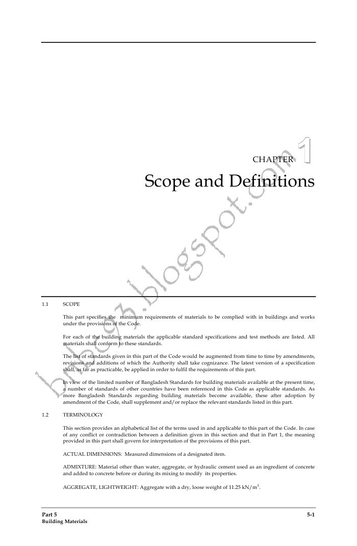Bangladesh National Building Code: PART FIVE: Chapter 1: Scope and ...
