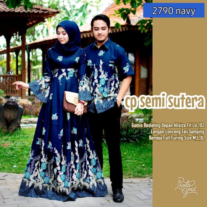Setelan Model Baju Batik Couple Gamis Sarimbit Kombinasi kemeja Lengan ...