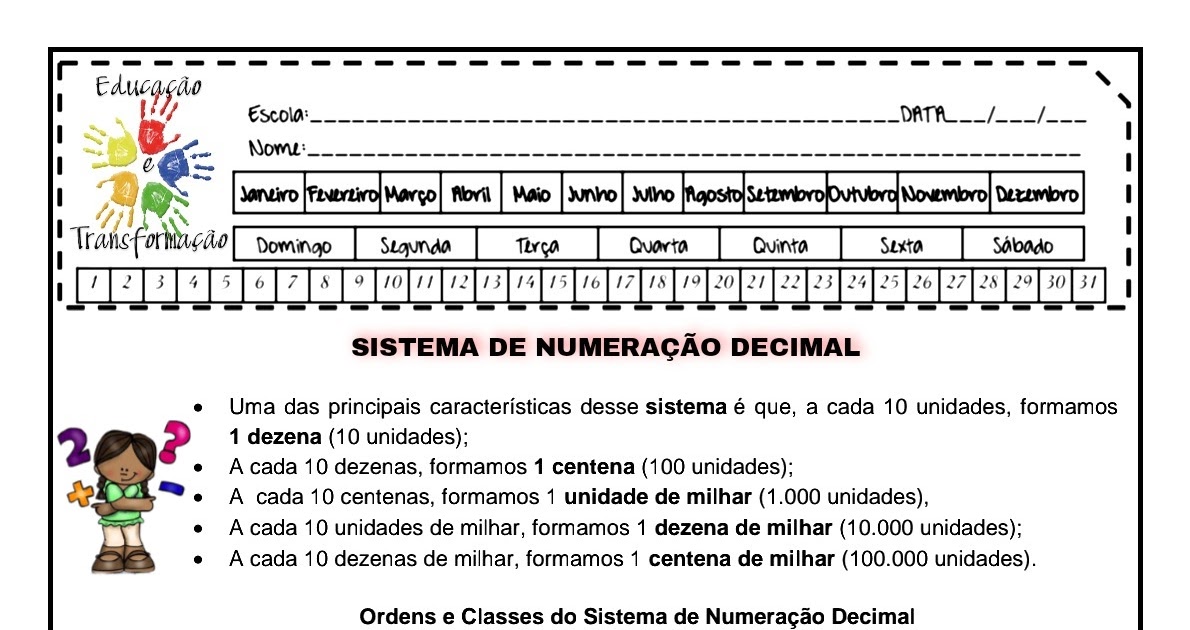 Blog Educação E Transformação 👍matemática Sistema De Numeração Decimal