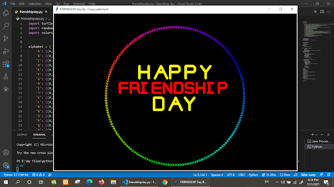 Python Program to Draw Happy Friendship Day With Animated Circle ...