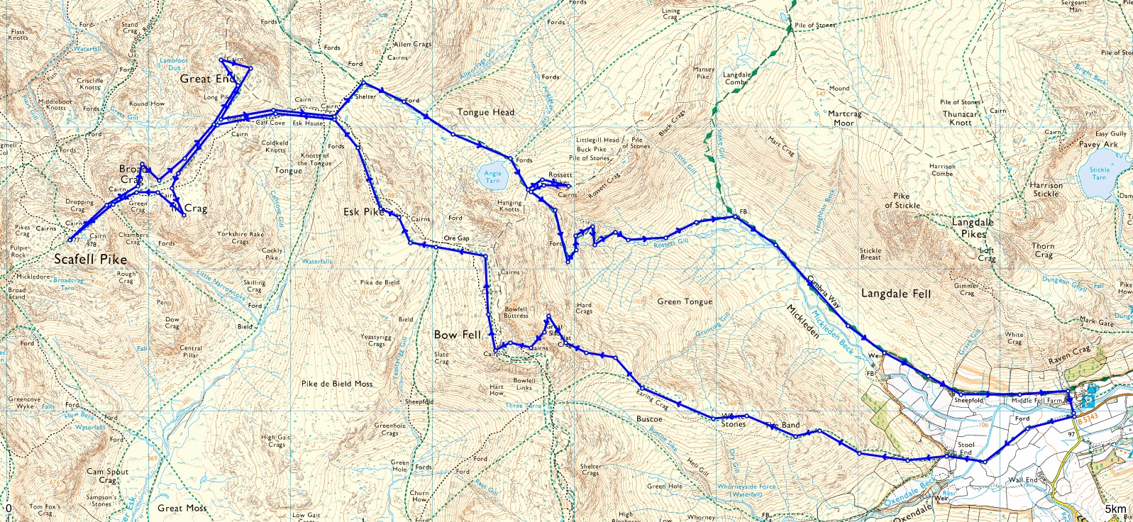 summit and camp: Langdale to Scafell Pike: A day hike