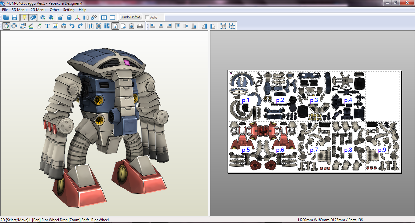 Eiji Papercraft: Gundam Template MSM-04G Juaggu Papercraft