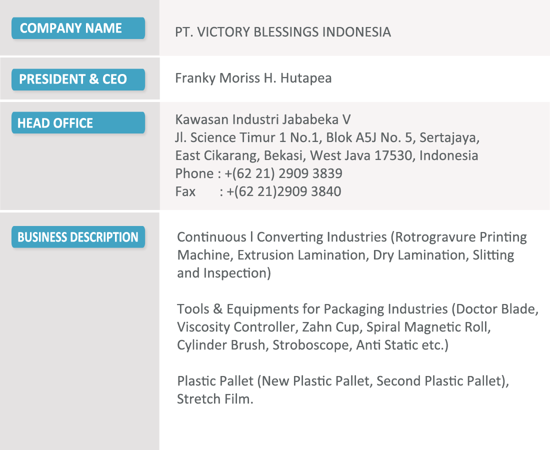 Profile – PT. Victory Blessings Indonesia