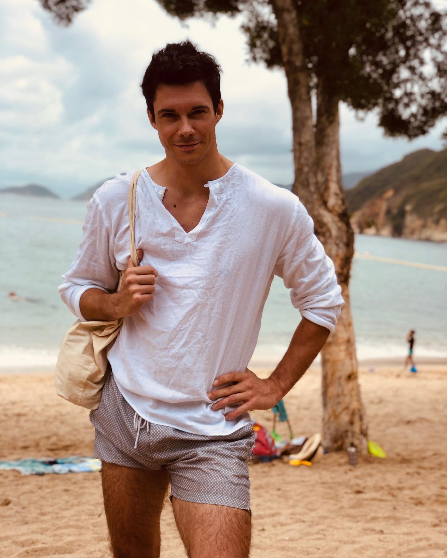 Hunksinswimsuits: French model in underwear; at the beach