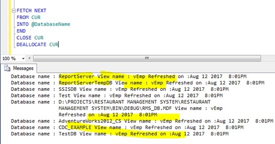 Microsoft Business Intelligence Sql Script To Refresh All Views In A Sql Server Database
