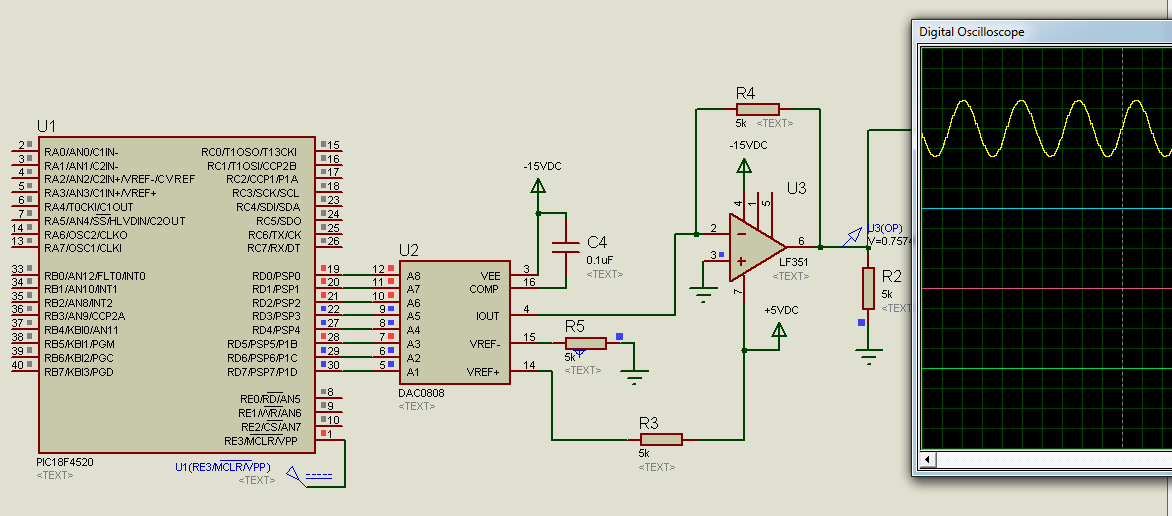 Code Bloges: DAC(Digital to Analog) Conversion Using PIC Microcontroller (PIC18F4520)