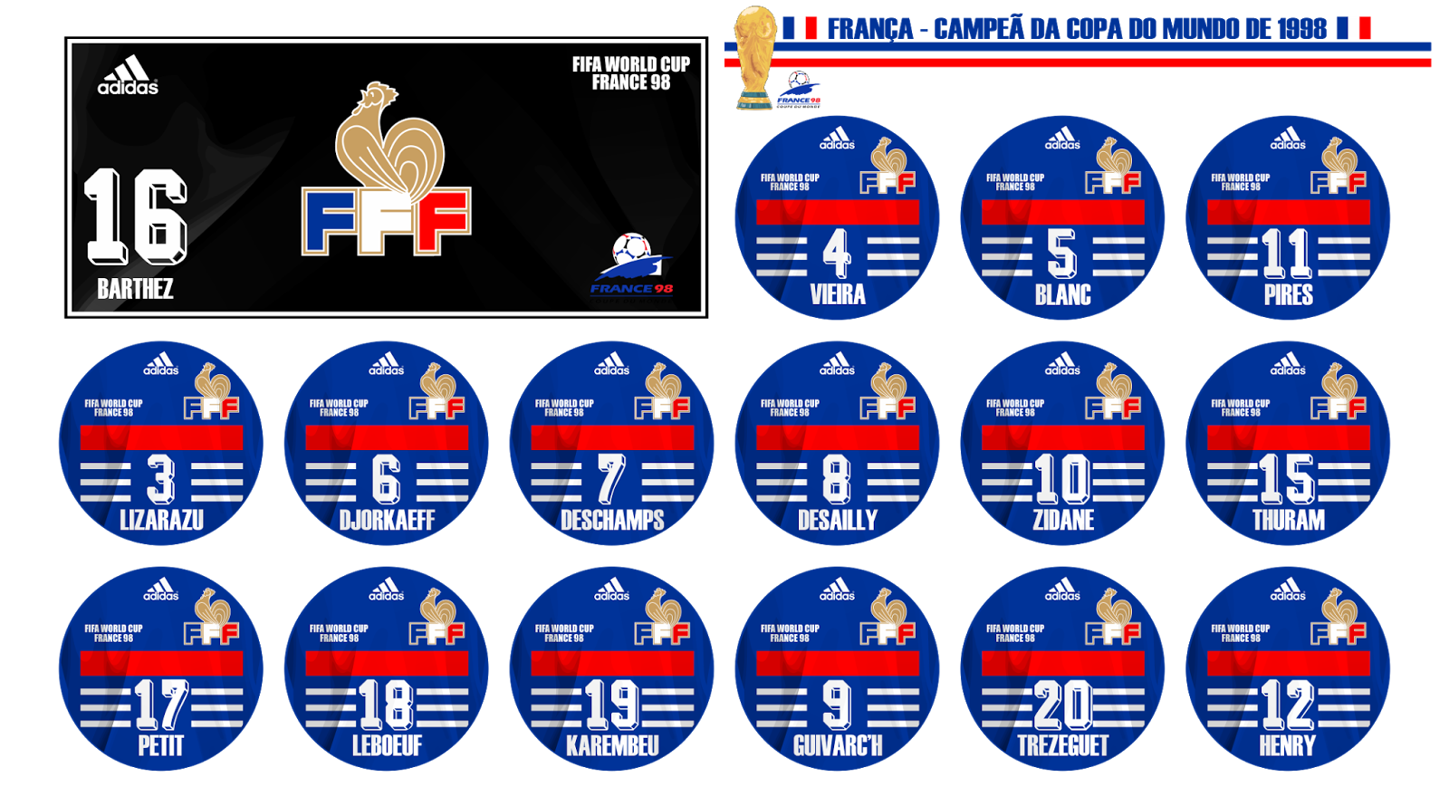 Design De Botão França Campeã Da Copa Do Mundo De 1998