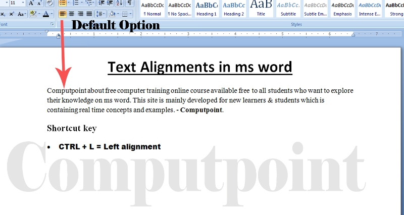 CompuTPoint: paragraph alignment in ms word