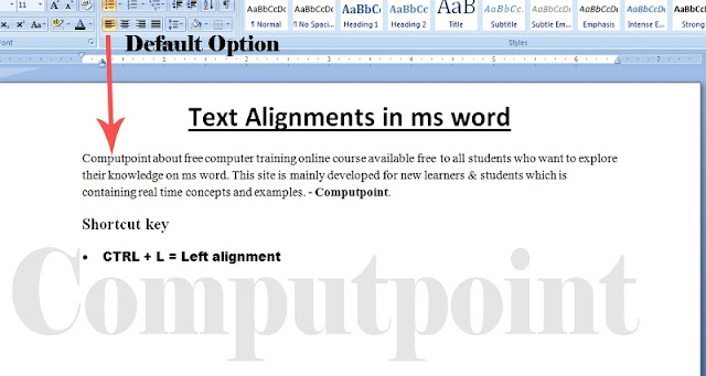 CompuTPoint: paragraph alignment in ms word