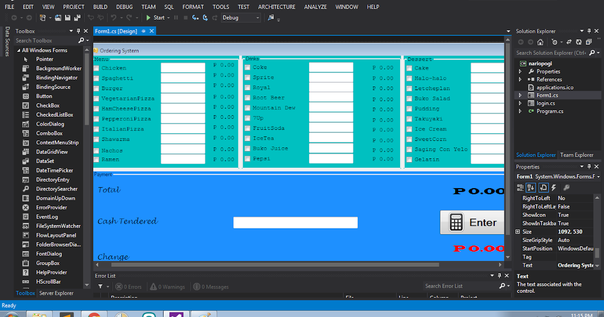 Ordering System Using C# Very Complete