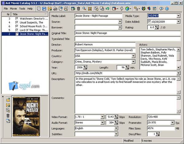 Ant Movie Catalog software | Aluth