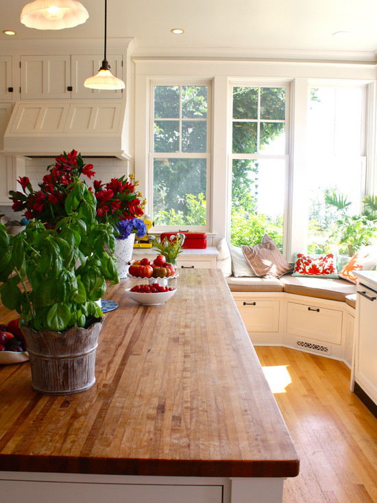 Content in a Cottage: Kitchen Details: Butcher Block and A Window Seat