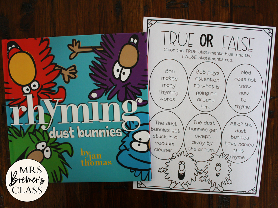 Rhyming Dust Bunnies | Book Study, Rhyme Activities, and Craftivity ...
