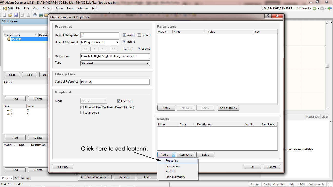PCB mount N connector Schematic, Footprint creation tutorial ...