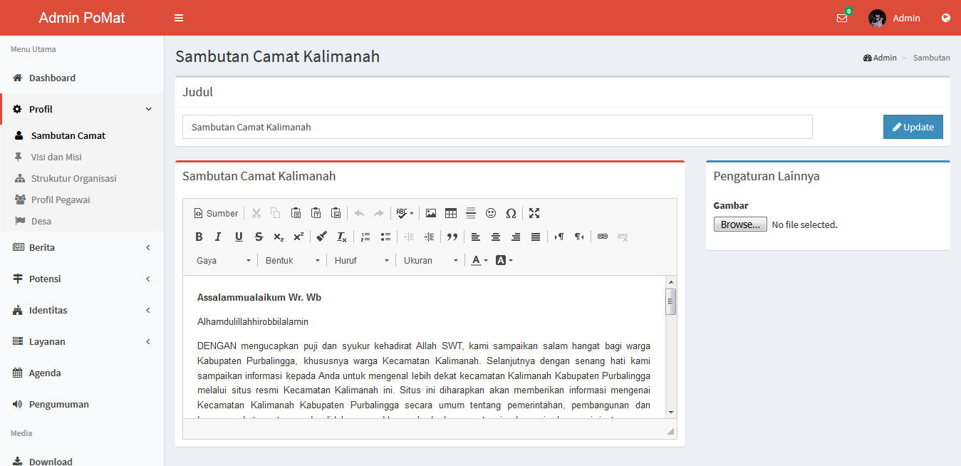 Source Code PHP Portal Informasi Kecamatan Berbasis Web dengan CI