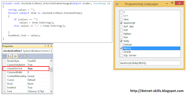 .Net Skills: How To Display Selected CheckedListBox Items In TextBox ...
