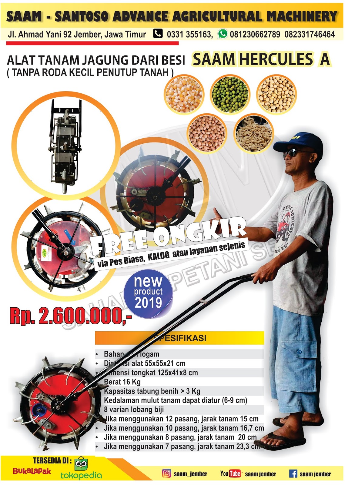 ALAT TANAM JAGUNG DORONG DARI BESI ( TANPA RODA BELAKANG PENUTUP TANAH ...