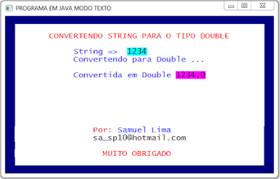 Samuel Lima - Programador C/C++/Java: Convertendo String para o tipo Double