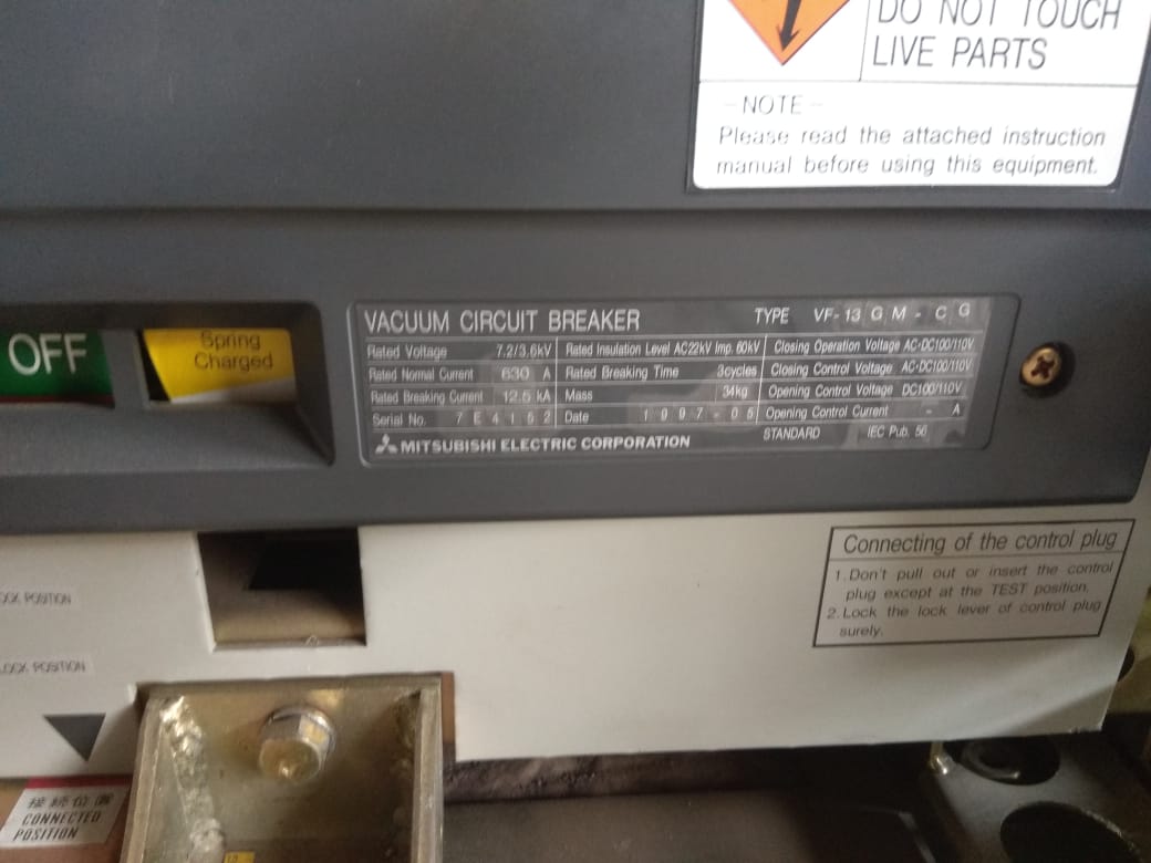 MITSUBISHI VCM VF-13 GM-CG VACUUM CIRCUIT BREAKER 630A