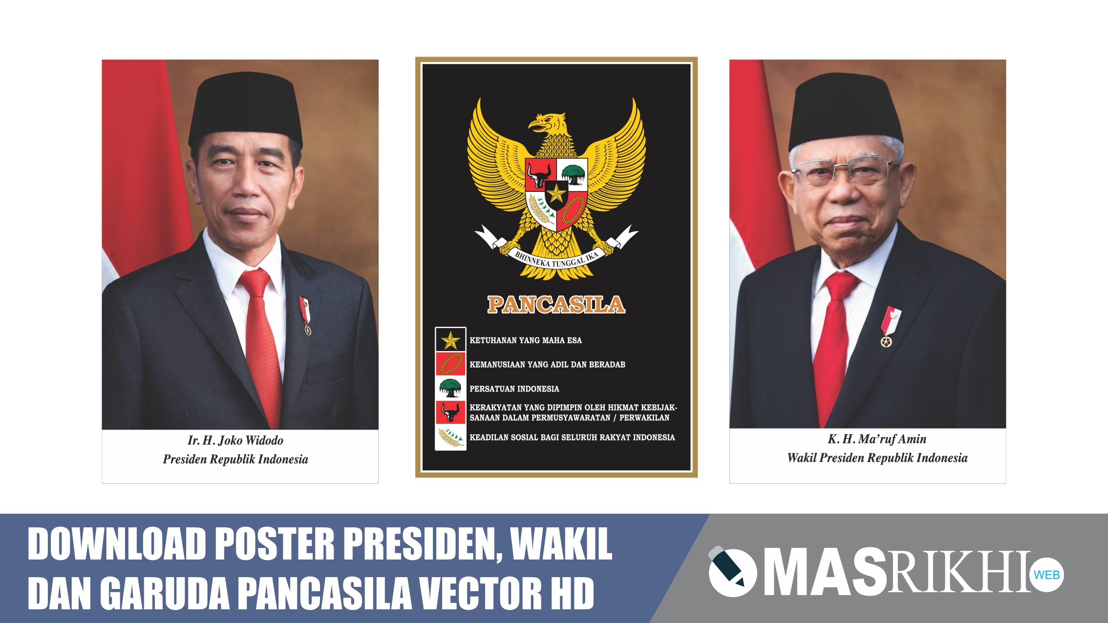 Poster Presiden dan Wakil Serta Logo Garuda Pancasila Vector HD