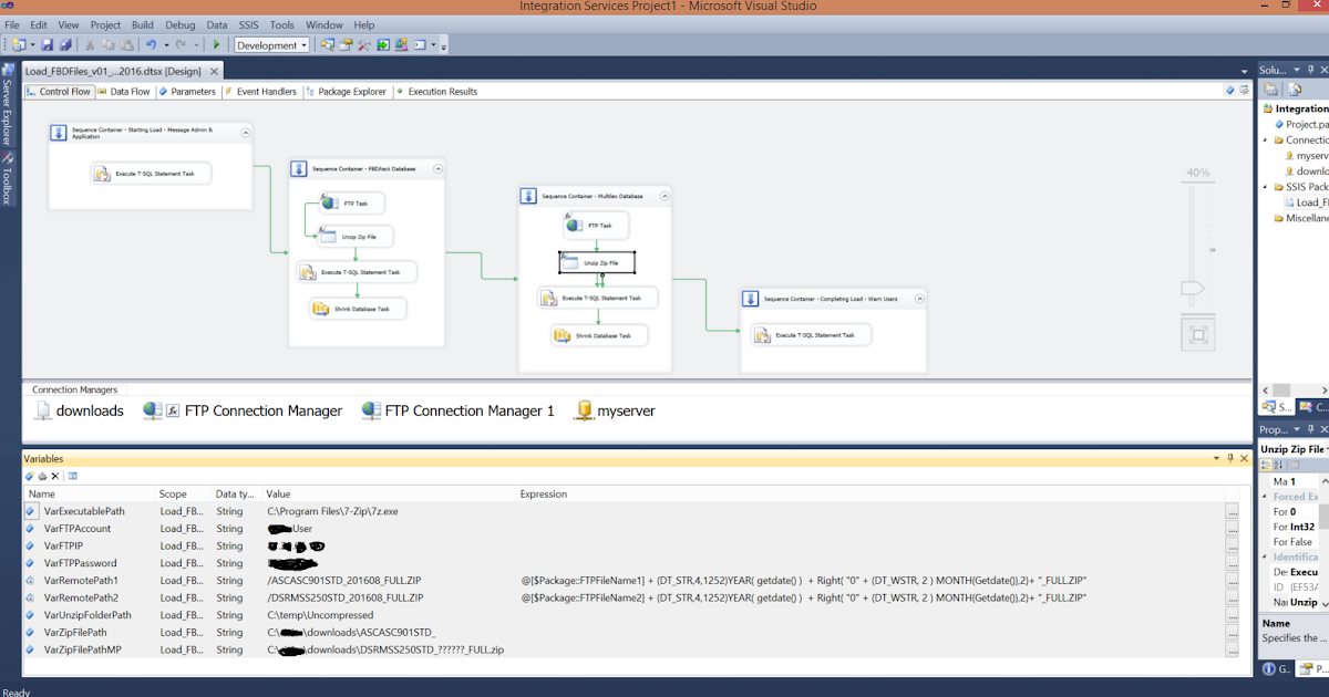Sql Server Dev Ops Ssis Dynamic Ftp Task And Unzip And Load Process