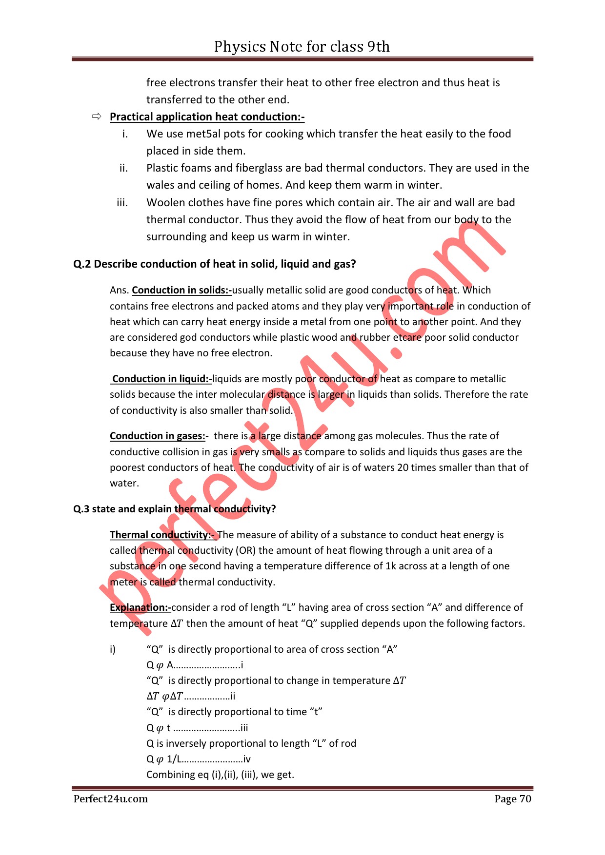 Physics Notes for Class 9th