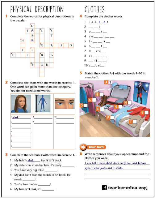 Teachermina: [activity] physical description + clothes