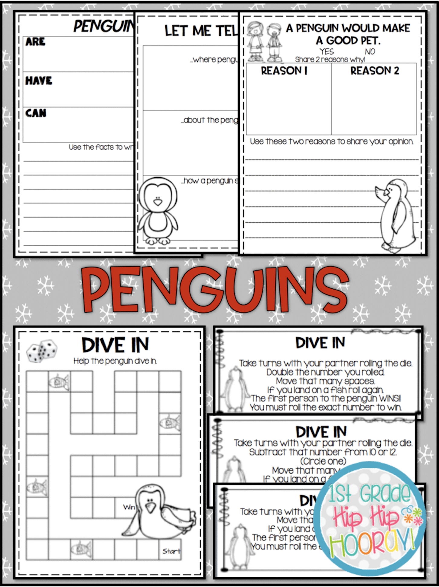 1st Grade Hip Hip Hooray!: Let's Discover Penguins!