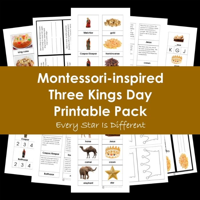 Every Star Is Different: Montessori-inspired Three Kings Day Printable Pack