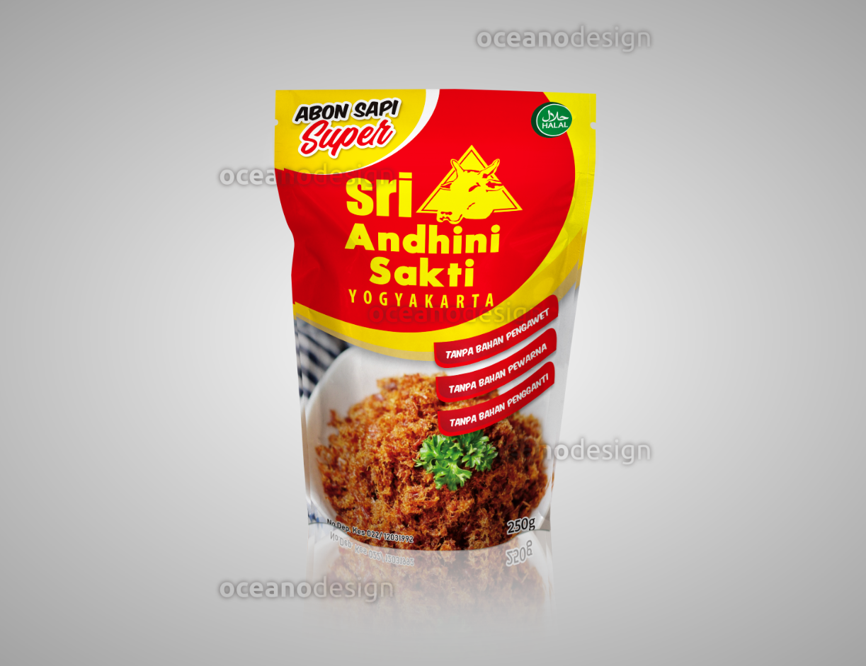 jasa desain kemasan stand pouch abon sapi super - Jasa Desain Grafis Jogja